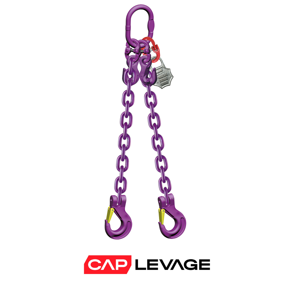 ÉLINGUE CHAÎNE 2 BRINS / DIAMETRE 8 / CAPACITÉ 3.5 TONNES/ GRADE 100 ...