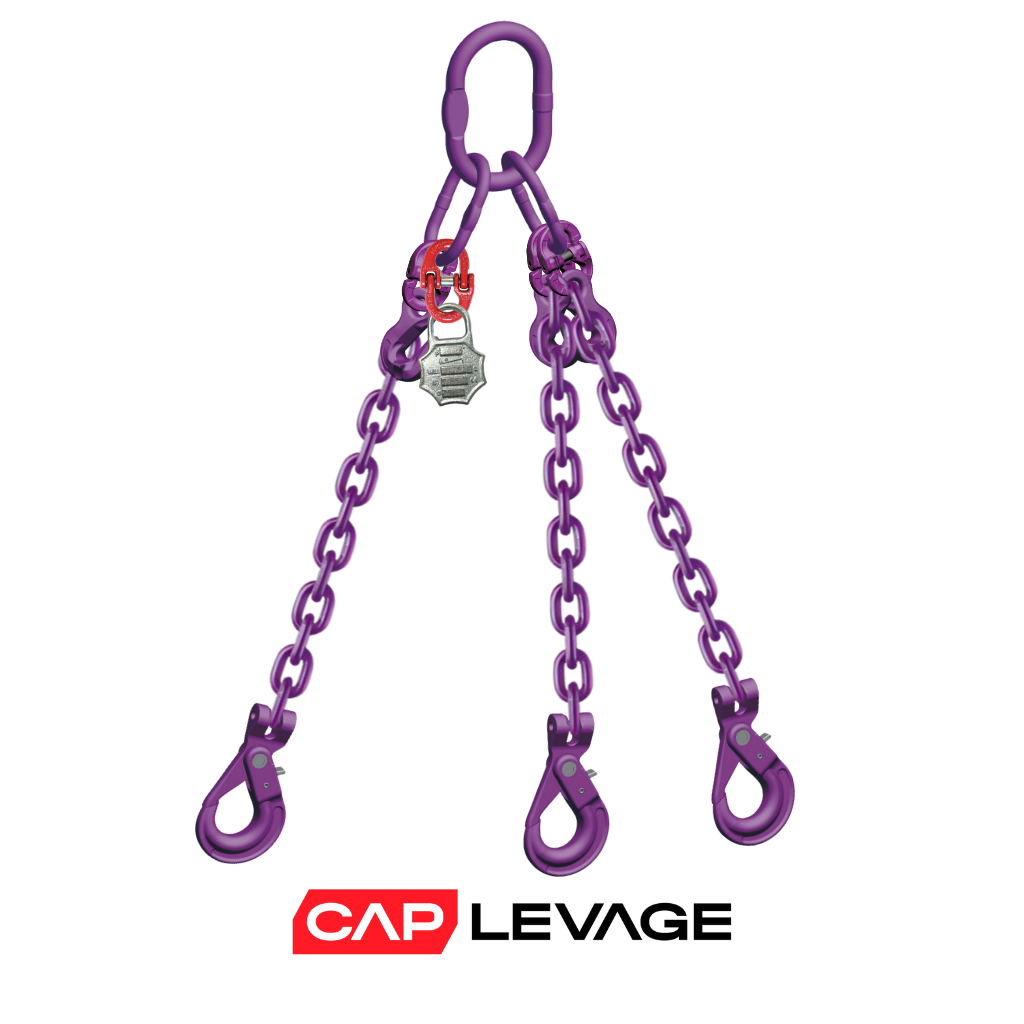 ÉLINGUE CHAÎNE 3 BRINS / DIAMÈTRE 10 / CAPACITÉ 8.5 TONNES/ GRADE 100 ...